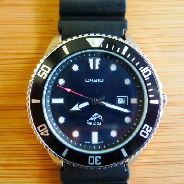 Casio MDV106 Diver Men's Watch on Genuine Bonetto Cinturini Italian ...