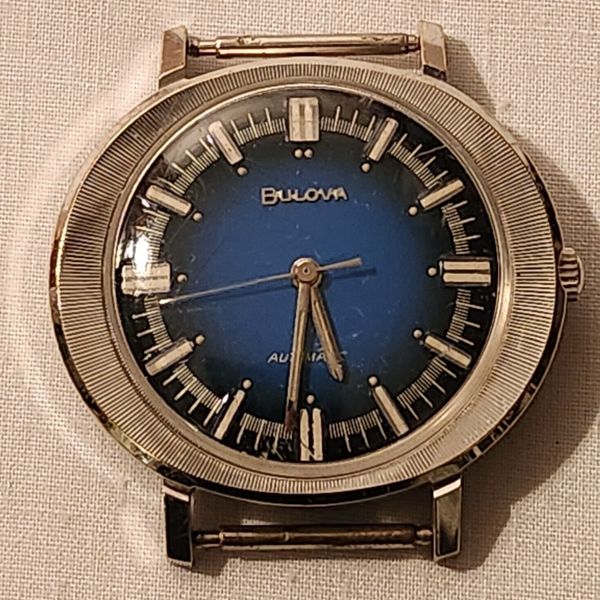 Vintage Men's Bulova Blue Face Watch Automatic Working Parts ...