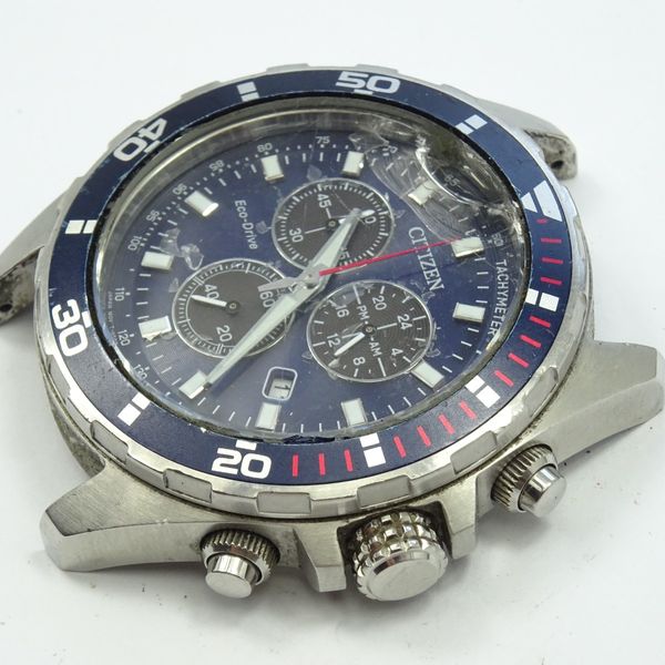CITIZEN Eco Drive H500 Men's Blue Dial Chronograph Solar Watch Head ...