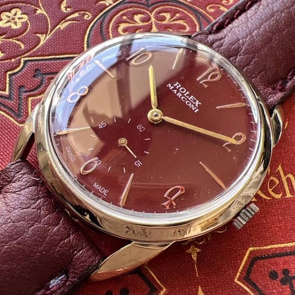 Rolex Marconi Wrist Watch 1910s Burgundy Dial Manual Winding Antique ...