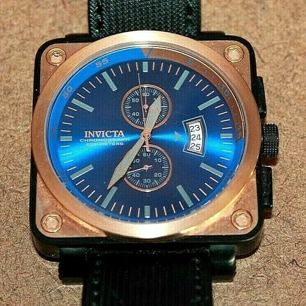 HTF Invicta Corduba SS Men's Blue Dial Square Chronograph Watch 16165 ...