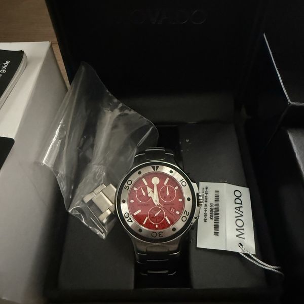 MOVADO Series 800 Stainless Steel Men's Watch Red Dial | WatchCharts ...