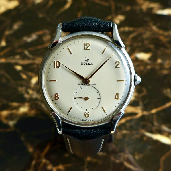 A STUNNING GENTS VINTAGE 1947 OVERSIZE 35MM ROLEX PRECISION FANCY LUGS ...