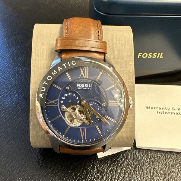 Fossil Men's Automatic Chronograph Townsman Brown Leather Watch NEW ...