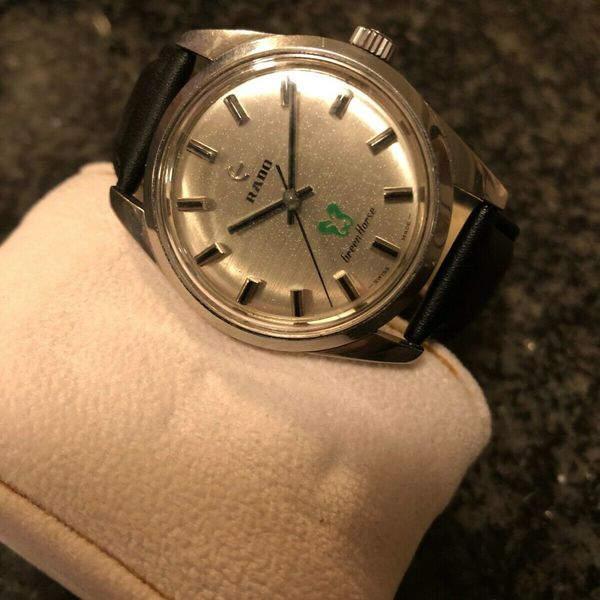 VINTAGE RADO GREEN HORSE STAINLESS STEEL HAND WIND SWISS WATCH ...