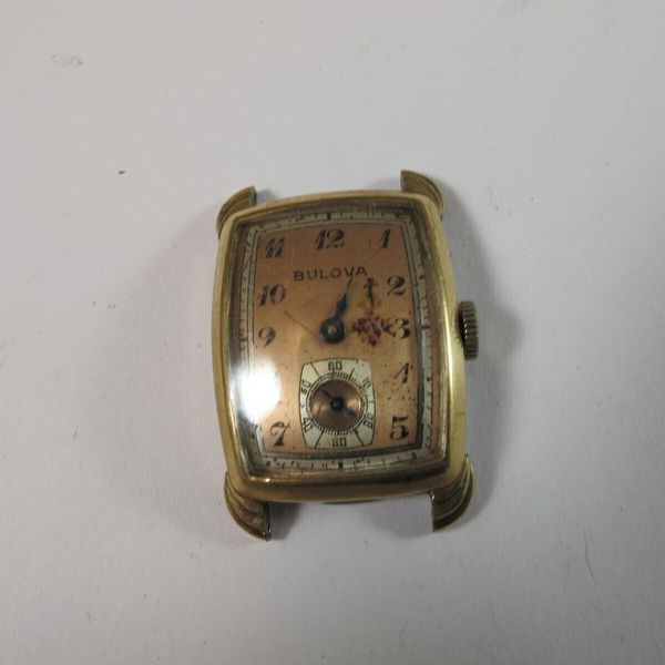 BULOVA MENS 1940 COPPER DIAL SEA SHELL CASED LUGS 8AE no reserve ...