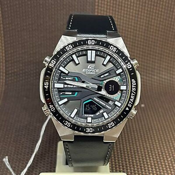 Casio Edifice EFV-C110L-1A Black Analog Digital Leather Classic Dress ...