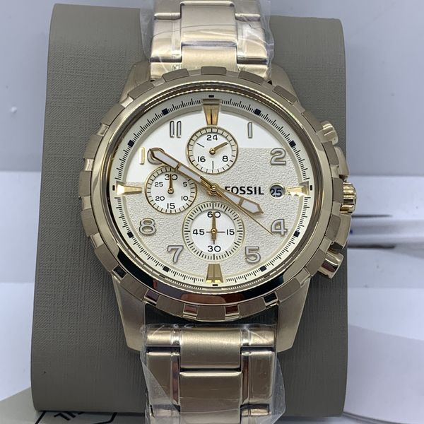 Men's Fossil Dean FS4867 Chronograph Date Gold Tone Watch | WatchCharts ...
