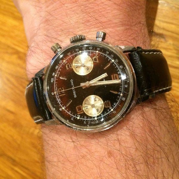 Breitling vintage Chronograph VALJOUX 7733 "Reverse Panda" REF 9121 ...