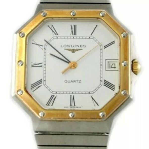Longines Vintage Octagonal Mens Two-Tone Quartz Watch Rare ...