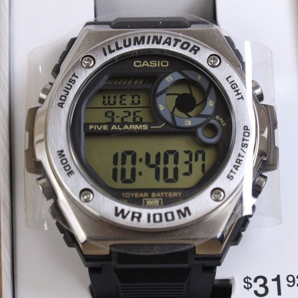Casio MWD100H-1AV, Illuminator, Black Resin, 5 Alarms, 10 Year Battery, Chrono | WatchCharts ...