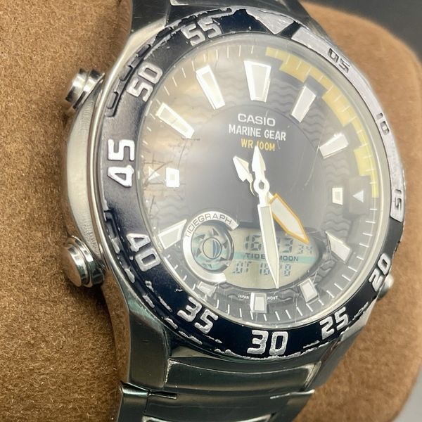 Casio MARINE GEAR Quartz Analogue Digital watch Tide Graph Moon phase ...