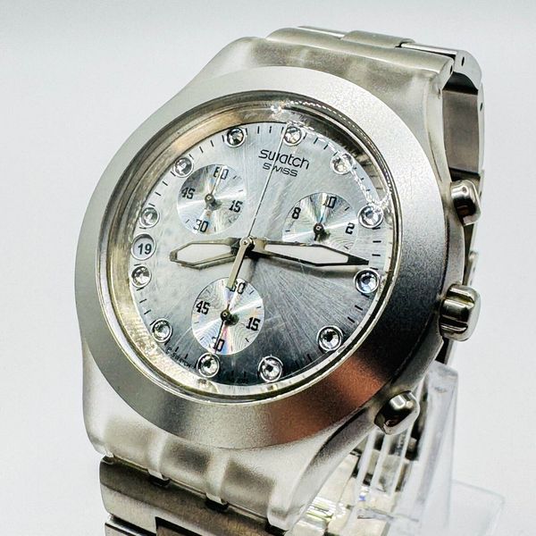 SWATCH Irony V8 4 Jewels FULL-BLOODED Chronograph Wrist Watch Silver ...