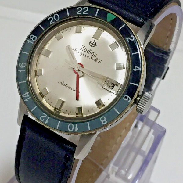 Vintage Zodiac Aerospace GMT military Diver bakelite bezel Cal.75 1960 ...