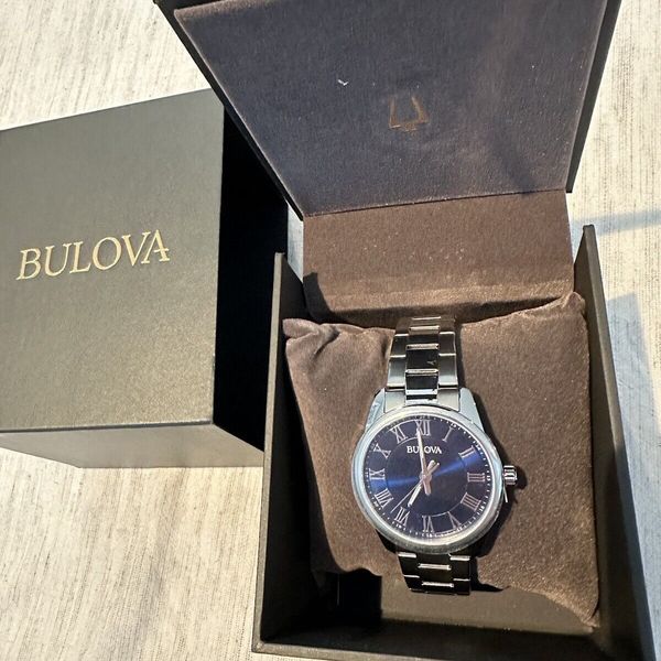 Bulova Men's Watch 96A233 Blue Dial Silver Tone Stainless Steel - 30% ...