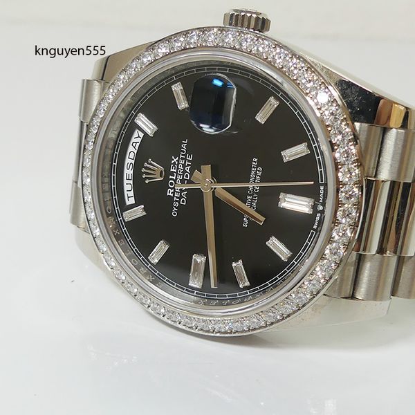 FS Rolex 18K White Gold Day date 40 Factory Diamond Bezel & Dial ...