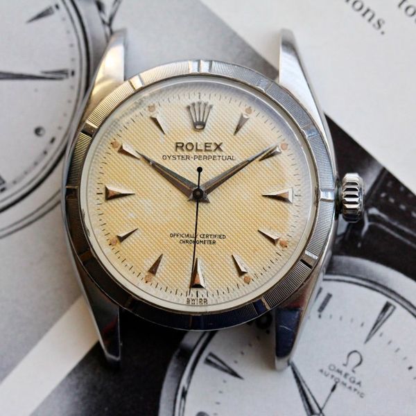 SOLD 1950s Rolex 6581 Oyster Perpetual Waffle Dial | WatchCharts ...
