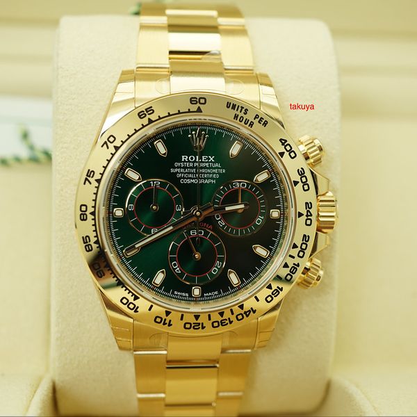 FSOT:BNIB Rolex 116508 DAYTONA 18K YELLOW GOLD GREEN DIAL STICKERS 2019 ...