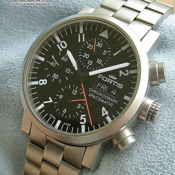 Fortis Spacematic Pilot Chronograph Day Date Automatic Men's Watch ...