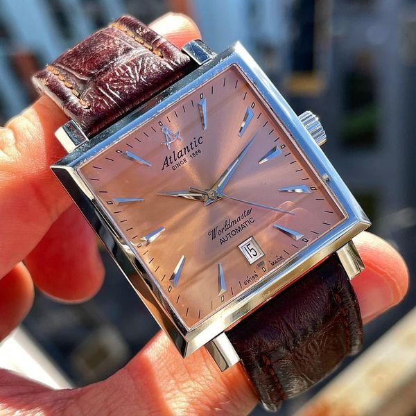 [WTS] Atlantic Worldmaster Square 54750 Automatic, SALMON dial, ONLY ...