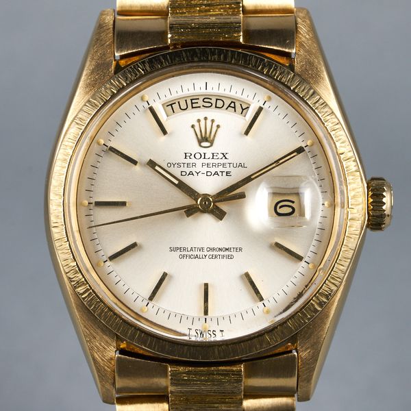 FS: 1967 Rolex YG Day-Date "Bark" Ref: 1807 Silver Dial with Box ...