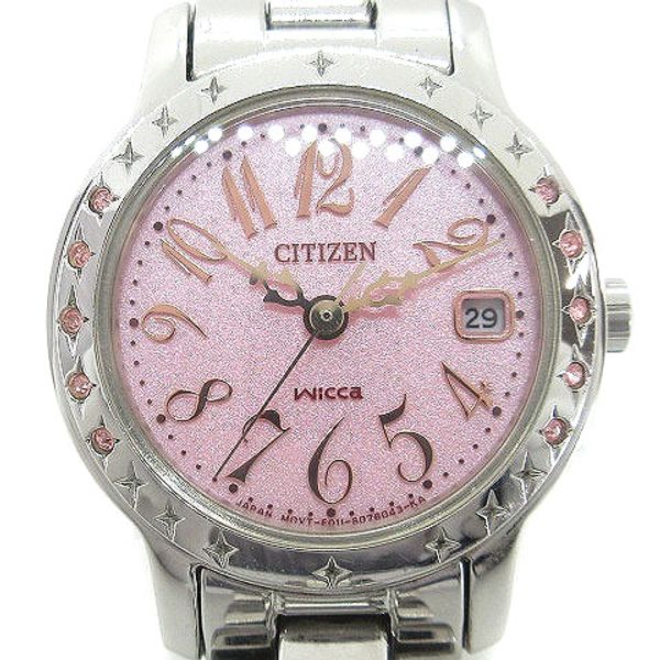 [Used] Citizen CITIZEN Eco-Drive wicca Wicca Solar Watch 3 hands Silver color Pink E011-S049288 ...