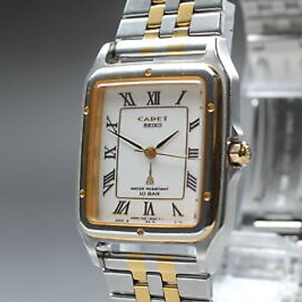 Vintage 1990 NMINT Seiko Cadet 7N01-5010 Roman Dial Tank Quartz Mens ...