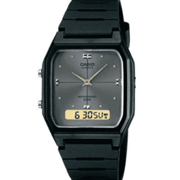 Casio Dual Time Men's Analog-Digital Gray Dial AW-48HE-8AVDF Resin ...