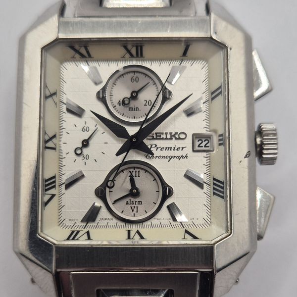 Seiko Premier Chronograph Quartz Watch 7T62-0GE0 New Battery ...