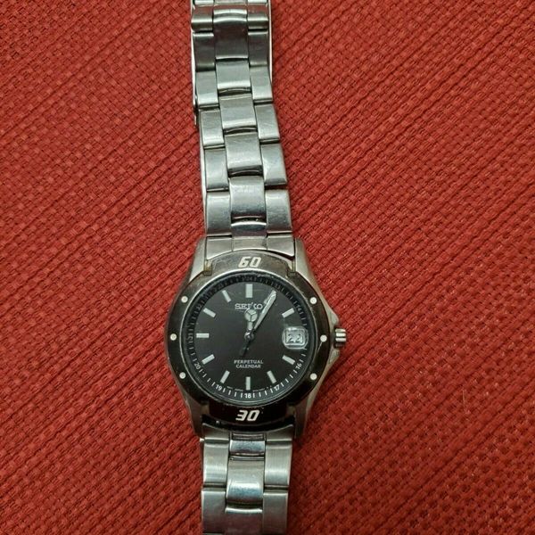 Seiko Men's Watch 8F32-0069 Water Resistant Perpetual Calendar Used ...