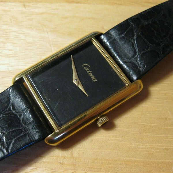 CATENA 1970'S CARTIER TANK STYLE VINTAGE MECHANICAL MENS WATCH, 18CT ...