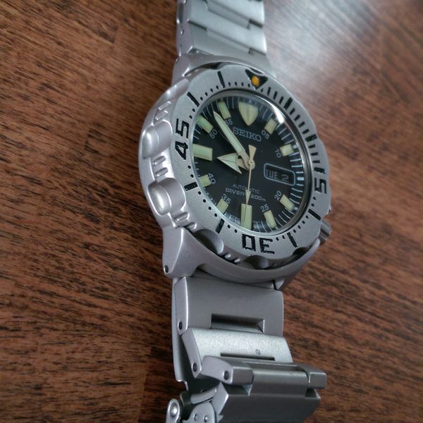 Seiko monster black dial BEAD BLASTED | WatchCharts Marketplace