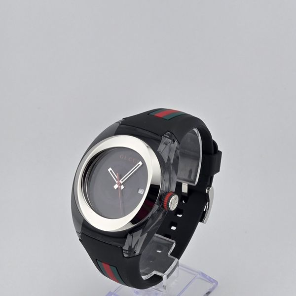 Gucci Sync XXL YA137101 Men's Black Dial Rubber Strap Watch Refurbished ...