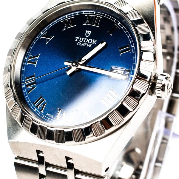 Tudor Mens Stainless Steel Blue Dial Royal Date Automatic Watch 38mm ...