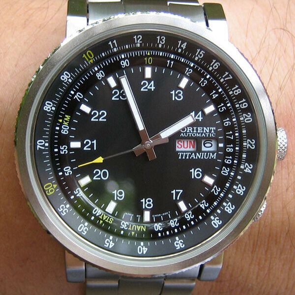 ORIENT Men's TITANIUM Automatic SLIDE RULE day&date black dial ...