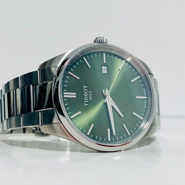TISSOT PR100 T1504101109100 GREEN DIAL STAINLESS STEEL MENS SWISS WATCH ...