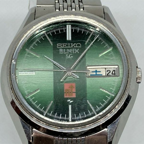 Auth SEIKO Elnix SG Electric Men's Wristwatch Watch DayDate Green Dial ...