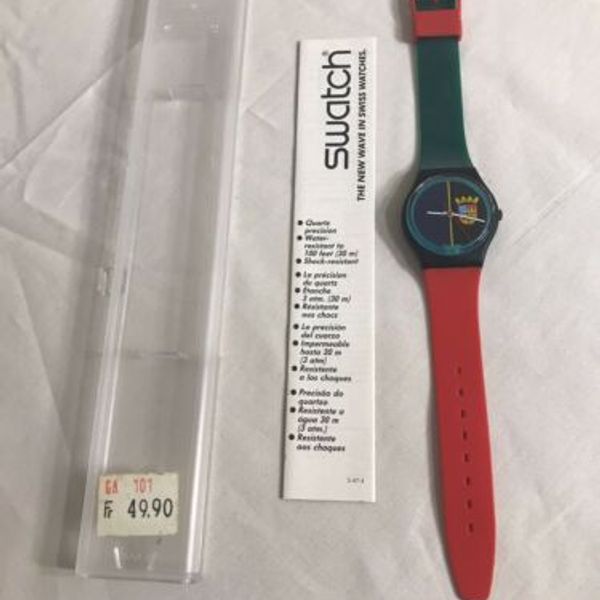 1986 Vintage Swatch Watch GB111 Sir Swatch New In GA101 High Tech 2 ...