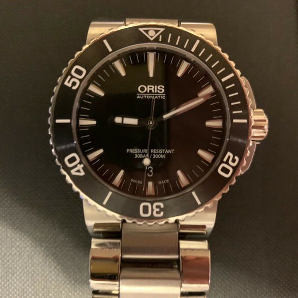 ORIS AQUIS DATE 43MM - BLACK DIAL - ORIGINAL BOX TAG MANUAL - USED - 34 ...