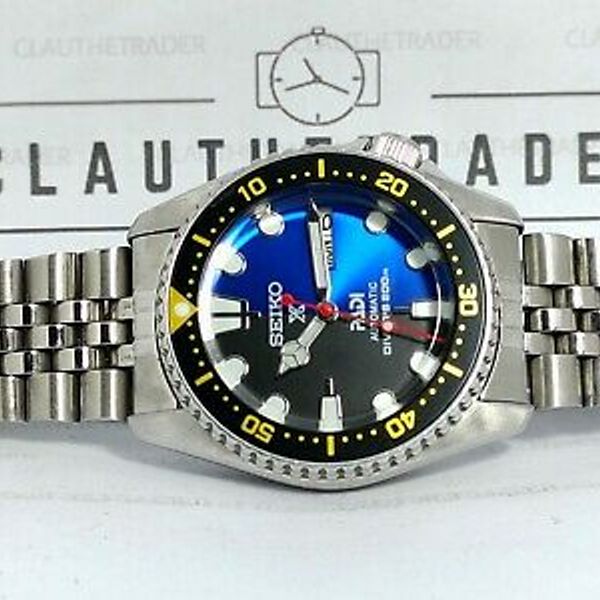 SEIKO 7S26-0030 SKX013 AUTOMATIC MENS WATCH PADI BLUE BLACK MODDED SN ...