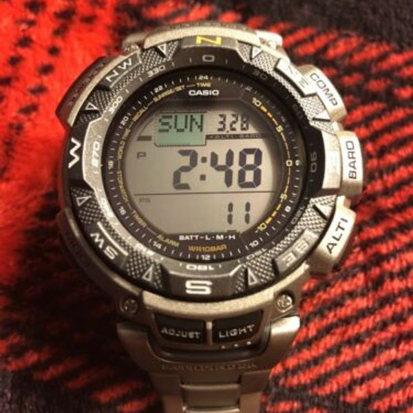 Casio Pathfinder Triple Sensor Solar Men's Watch - Titanium (PAG240T ...