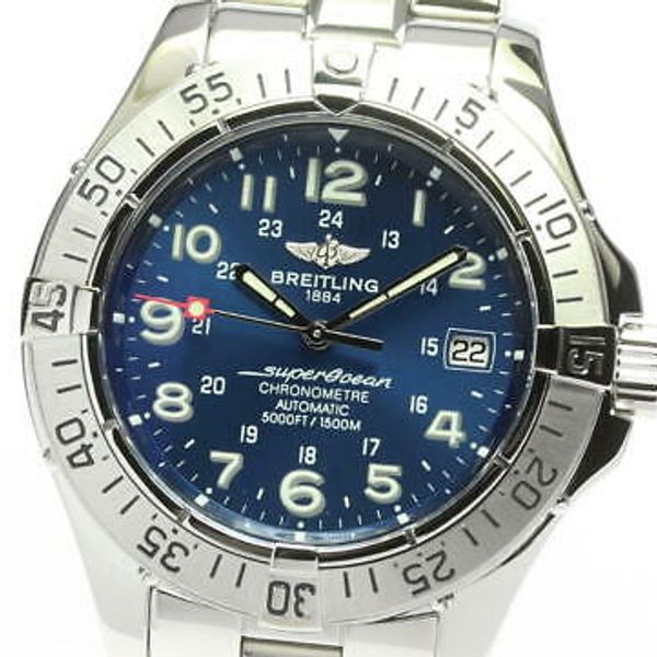 BREITLING Super Ocean A17360 Date blue Dial Automatic Men's Watch ...