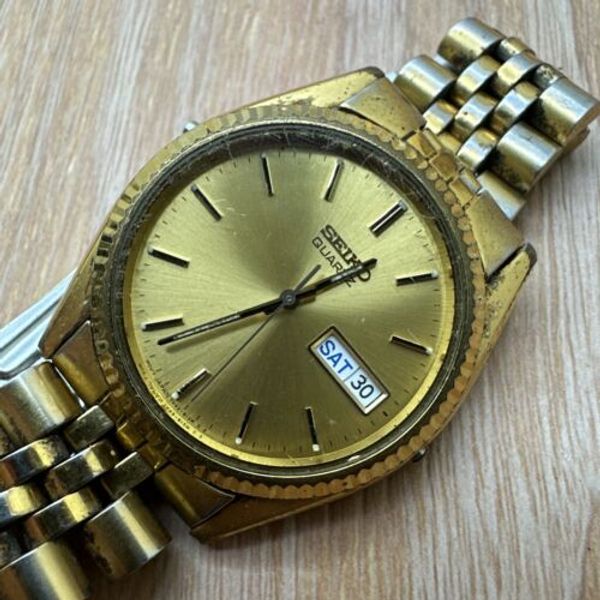 Vintage watch men's seiko quartz day date 7n43-8111 President Style For Parts | WatchCharts ...