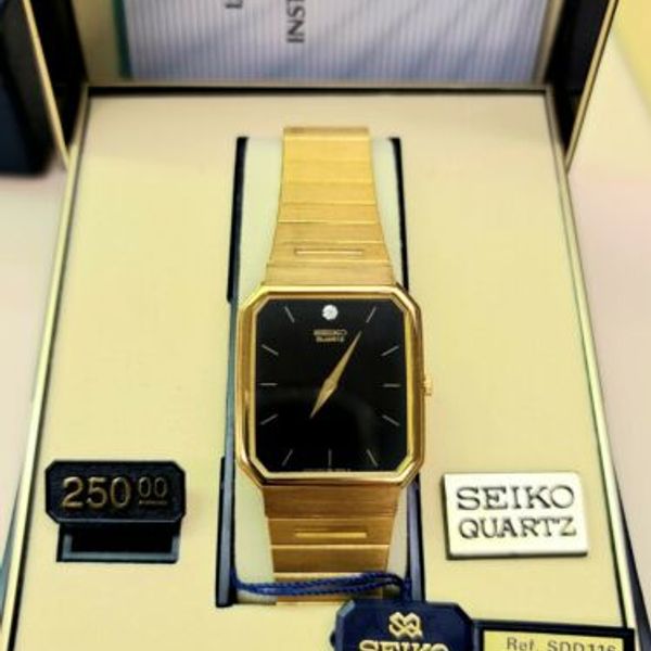 Seiko Quartz Vintage Watch 5Y30-5B89 Gold Black Face Square - NEW in Box | WatchCharts Marketplace