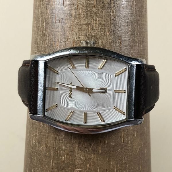 Fossil Men FS-4454 Dress Brown Leather Tonneau Quartz Analog 35mm Watch ...