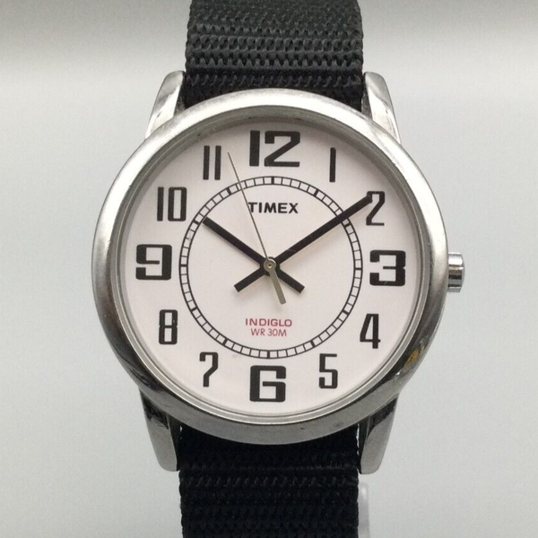 Timex Indiglo Watch Unisex 35mm Silver Tone Orange Backlight New ...