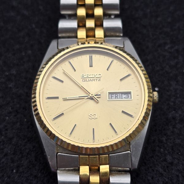 Men's Seiko SQ Gold Tone Quartz Day Date Watch New Battery | WatchCharts Marketplace