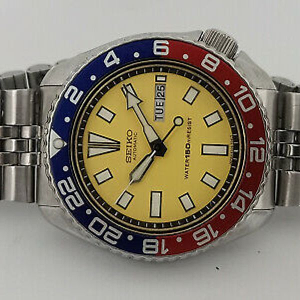 YELLOW FACE MOD SEIKO DIVER 6309-7290 AUTOMATIC MENS WATCH 650823 ...