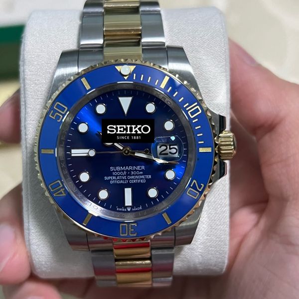 Seiko Mod Half Gold Blue Submarine | WatchCharts Marketplace