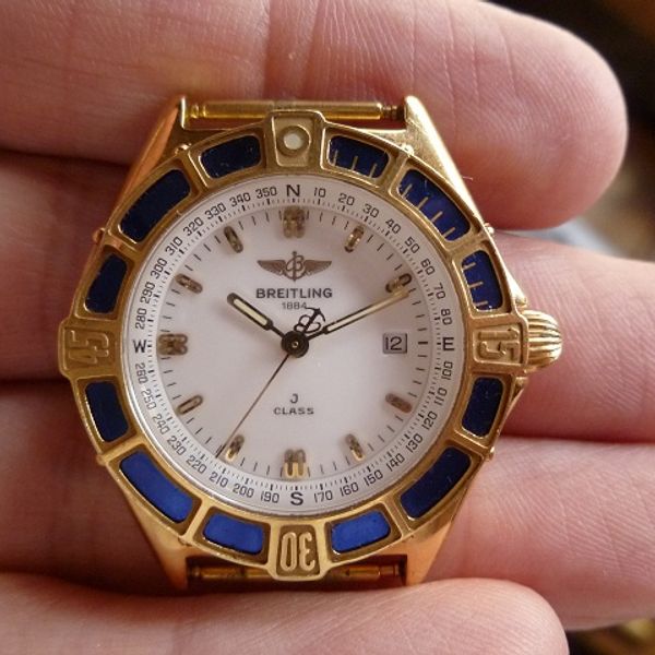 FS: Solid 18k Gold Breitling J Class Blue Sapphire - Extremely Rare ...